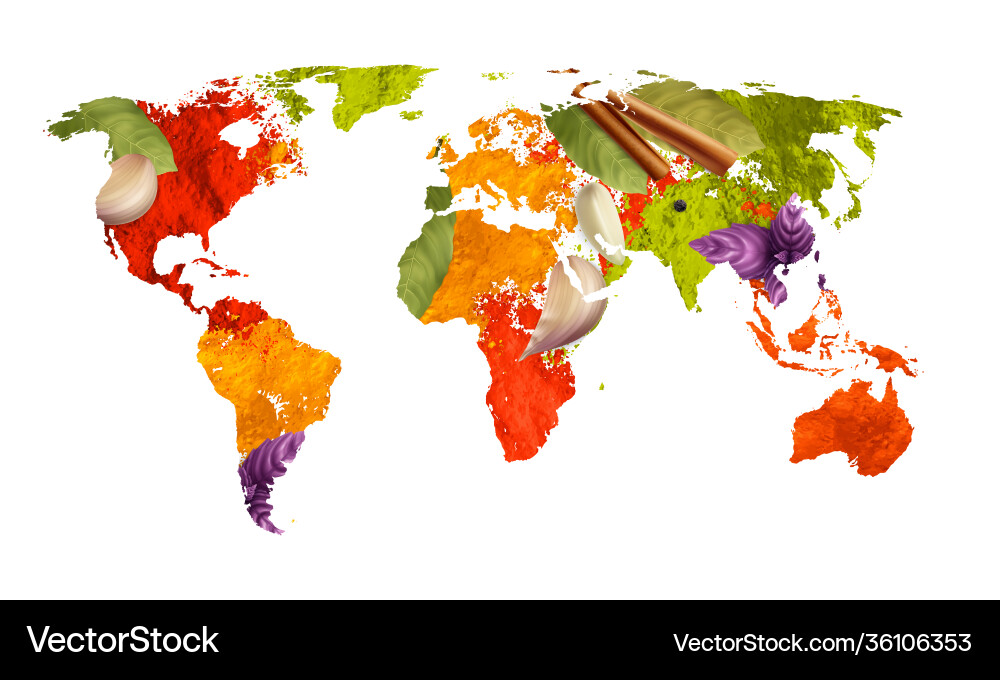 Spices and herbs map concept Royalty Free Vector Image