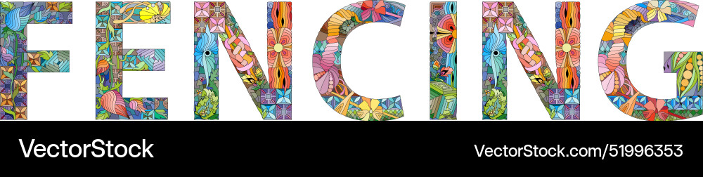 Word fencing decorative entangle object Royalty Free Vector