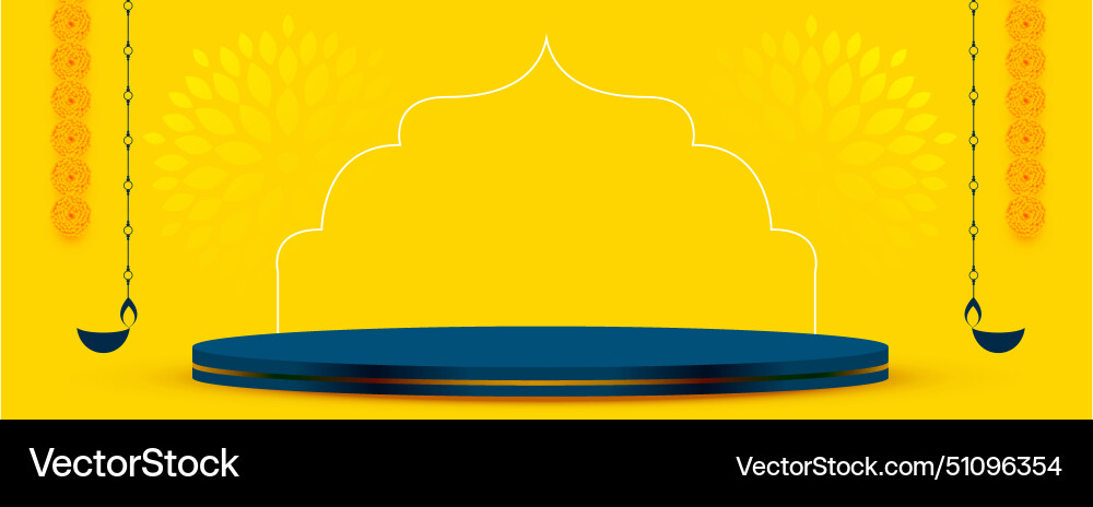 3d podium platform on yellow background Royalty Free Vector