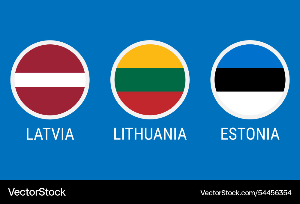Baltic states flat flag icons Royalty Free Vector Image