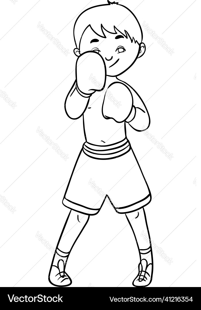 Cartoon boxing boy with gloves Royalty Free Vector Image