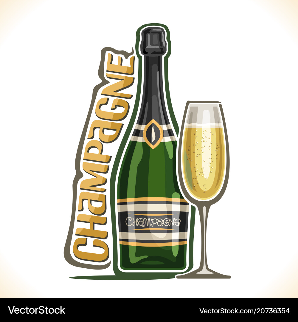 Champagne Bottle and Glass Royalty Free Vector Image