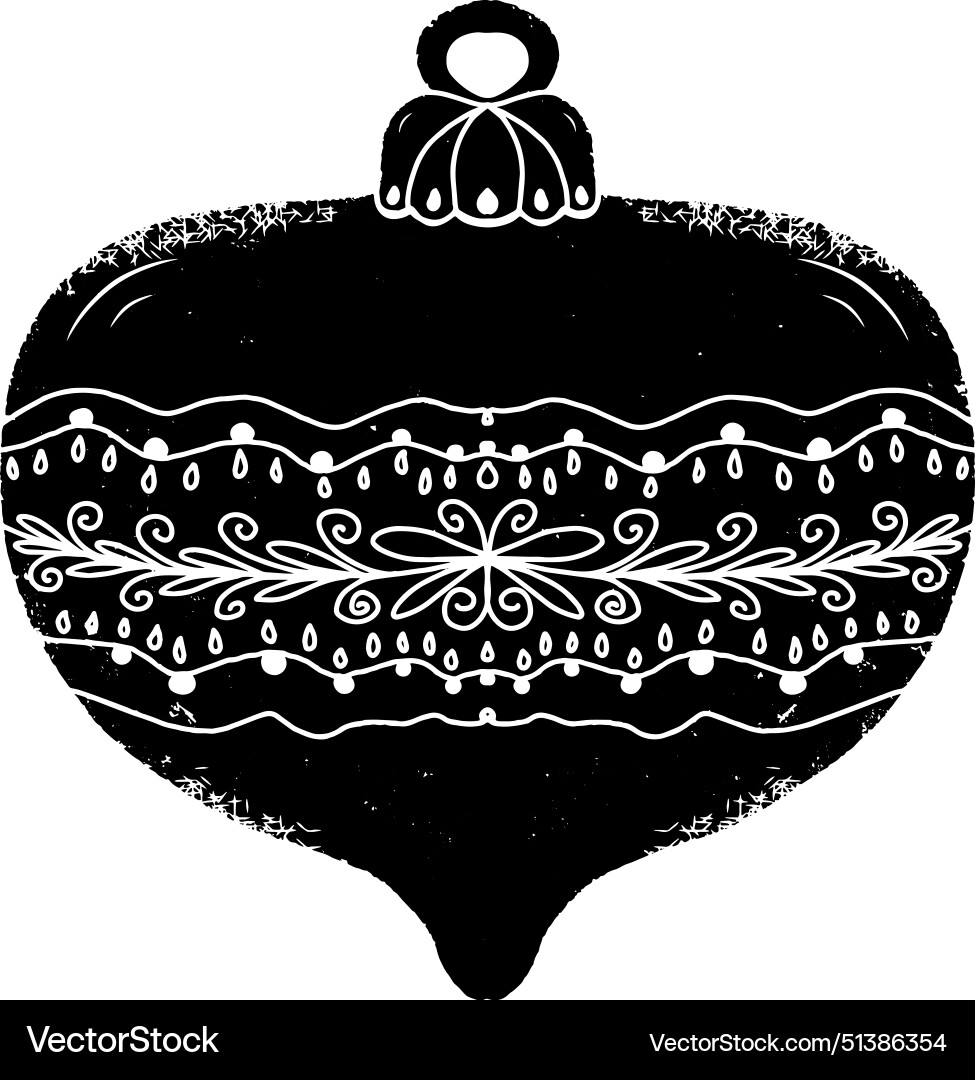 Christmas tree decoration in linocut style Vector Image