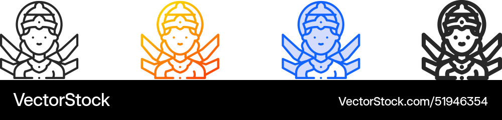 Durga iconthin linear gradient blue stroke Vector Image
