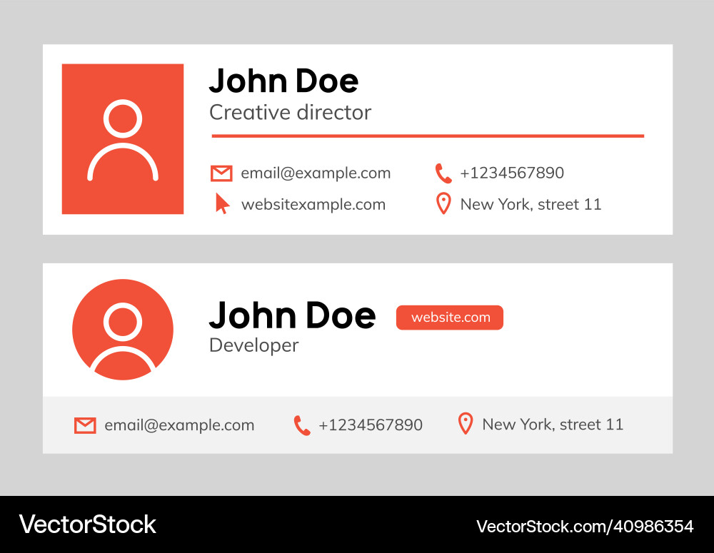 Email Unterschrift Vorlage Design Corporate Mail Vektorbild