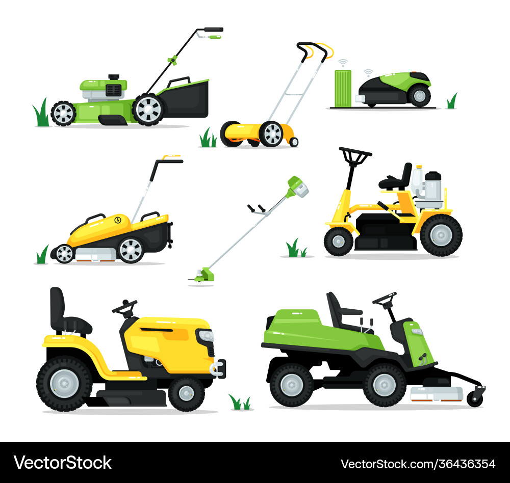 Lawn Mower Collection Royalty Free Vector Image