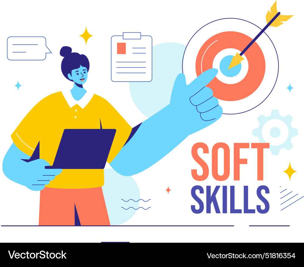 Office workers demonstrating soft skills Vector Image