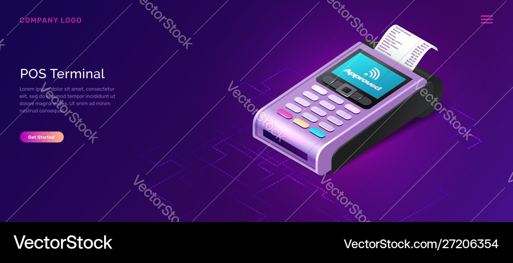 Pos terminal security isometric business concept Vector Image