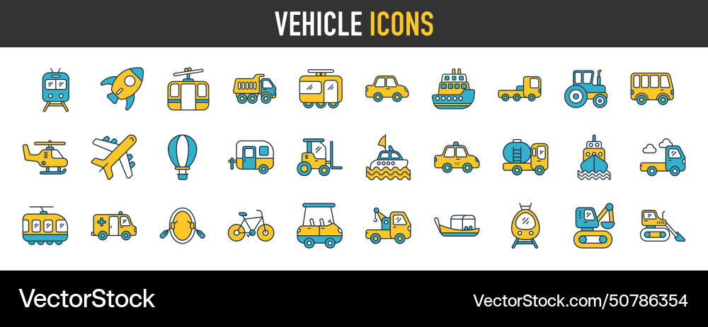 Vehicle icon set Royalty Free Vector Image - VectorStock