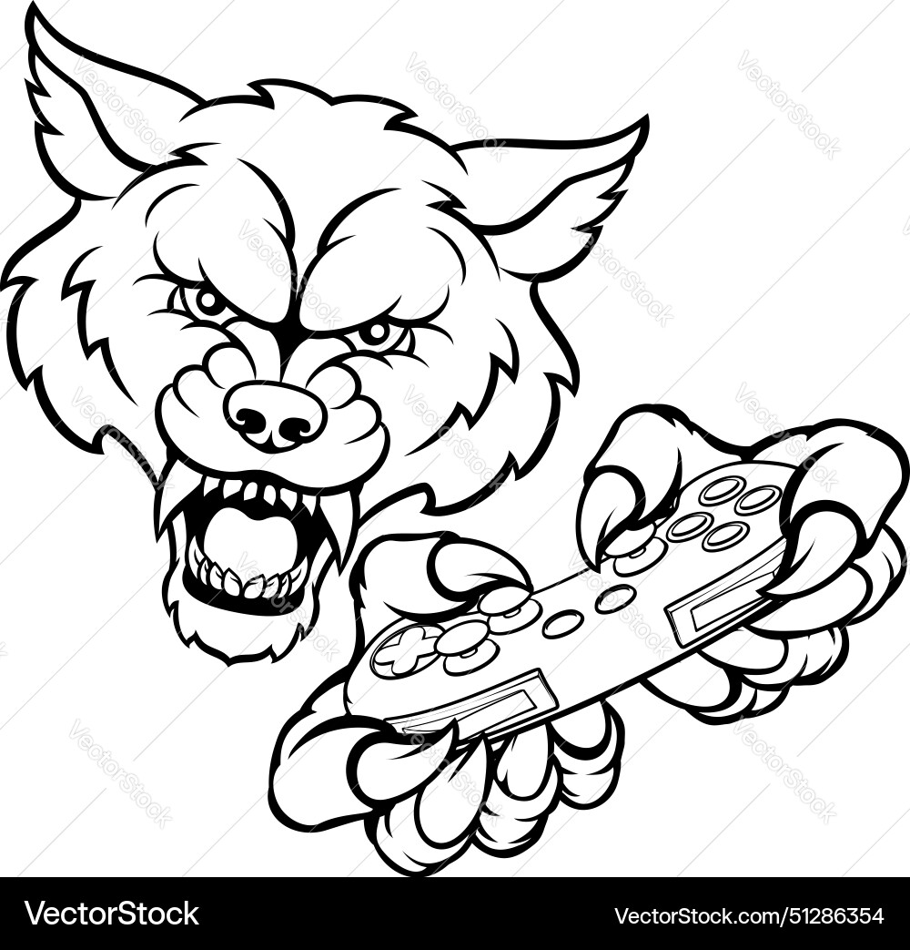Wolf gamer mascot Royalty Free Vector Image - VectorStock