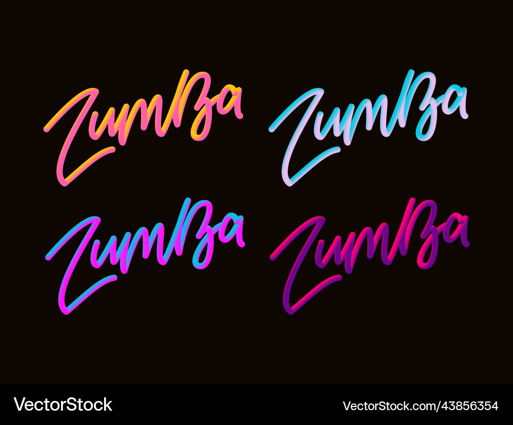 Zumba dance studio text calligraphy word banner Vector Image