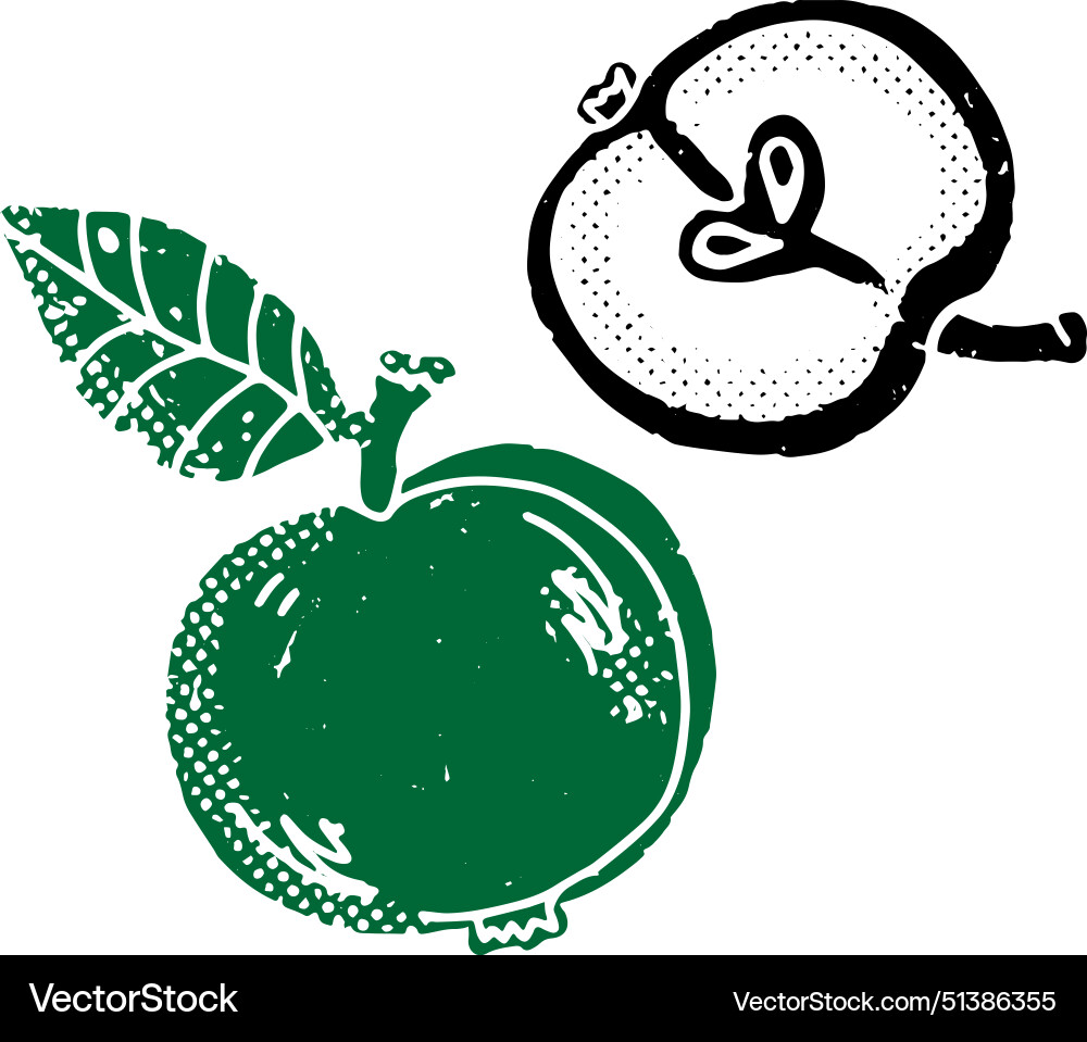 Apples in linocut style stylization rustic Vector Image