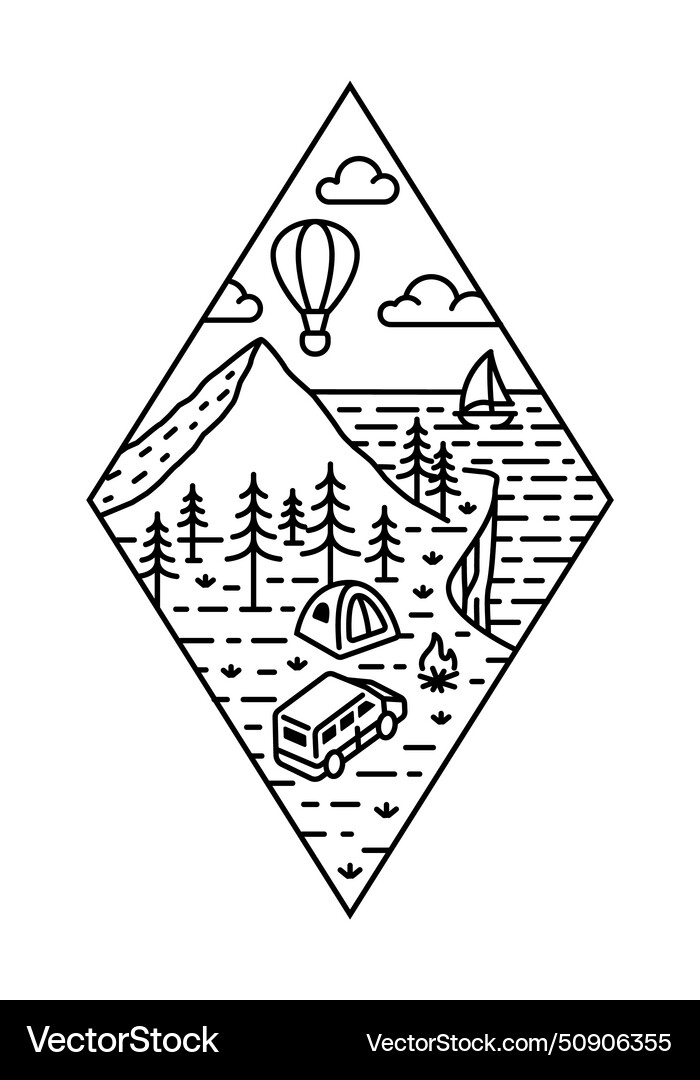 Beautiful nature line art Royalty Free Vector Image