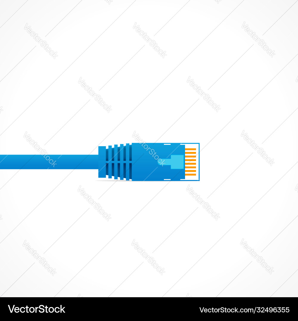 Blue patch cord isolated over white background Vector Image