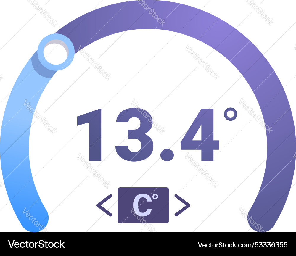 Circular thermometer showing thirteen degrees Vector Image