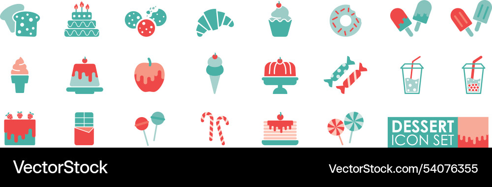 Dessert solid icon set simple minimalist Vector Image