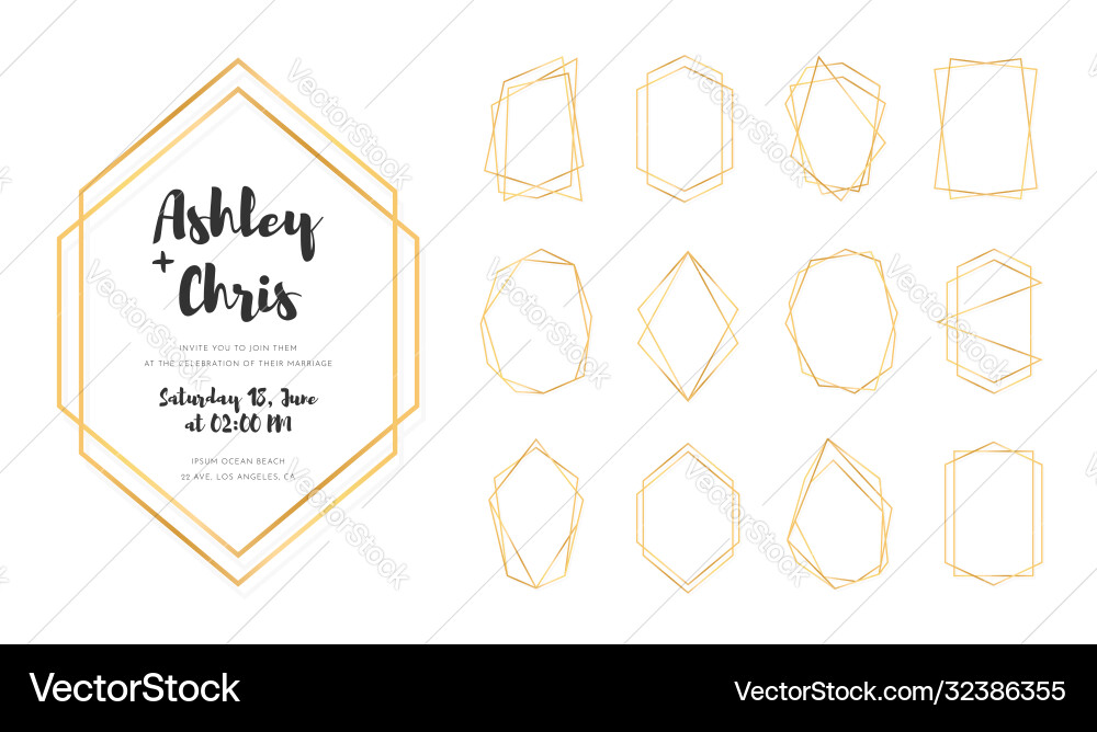 Golden Geometric Art Deco Frames Royalty Free Vector Image