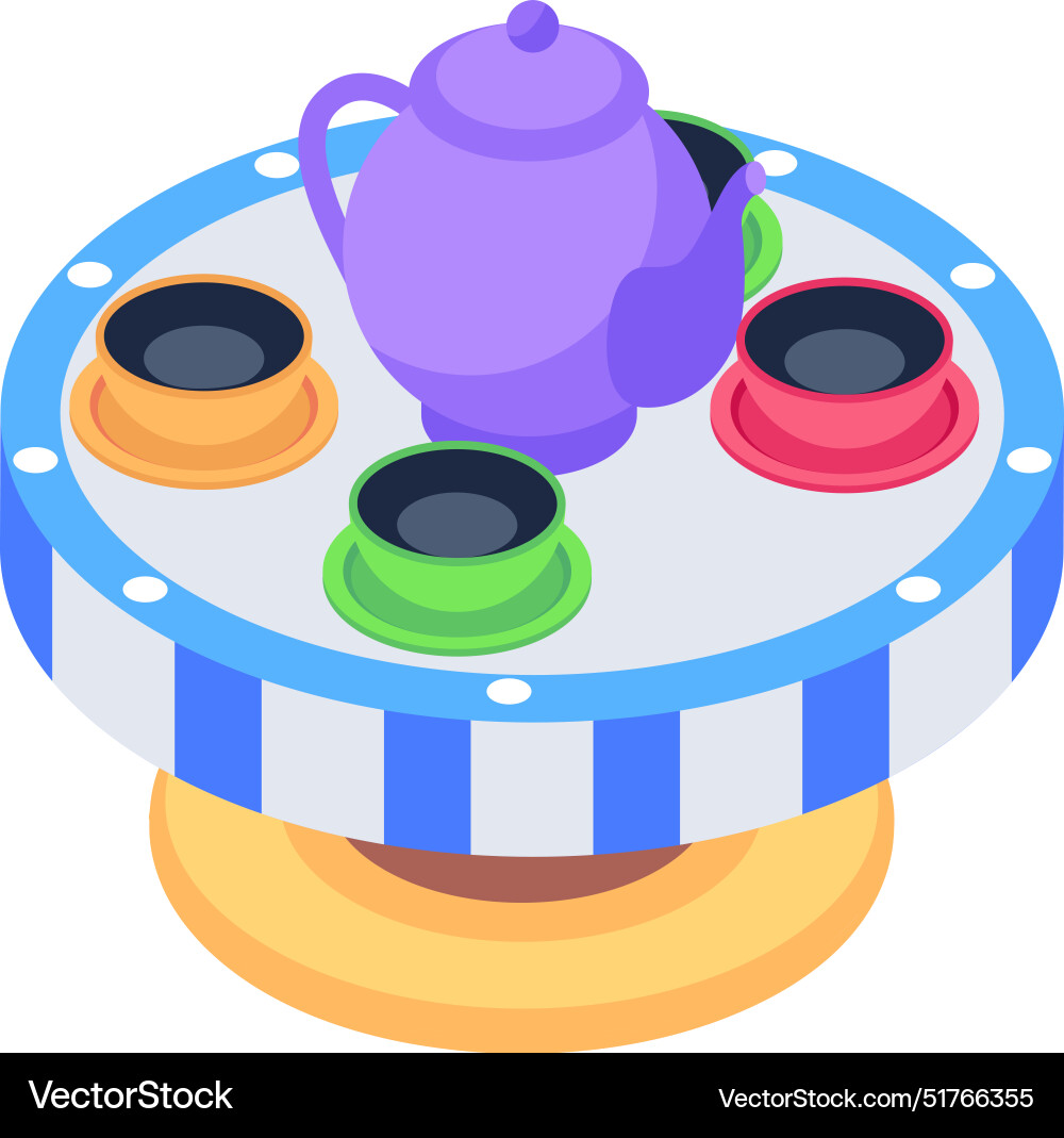 Modern isometric icon of a teacup ride Royalty Free Vector