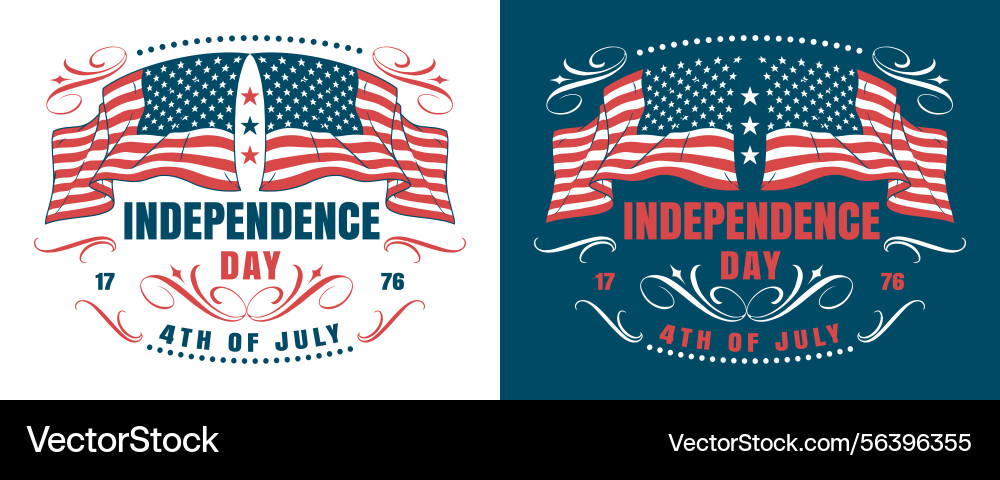 Red and blue graphics celebrate independence day Vector Image
