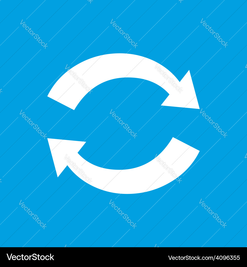 Synchronization white icon Royalty Free Vector Image