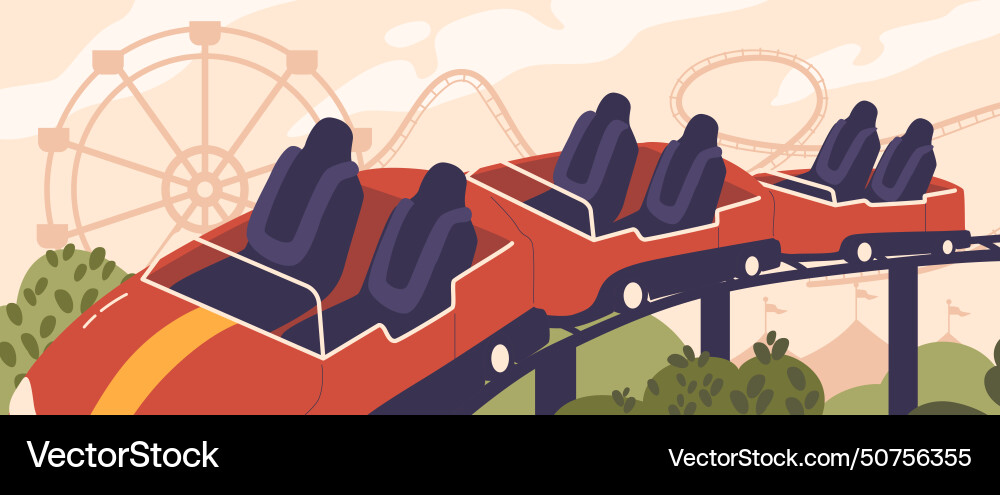 Thrilling and dynamic roller coaster Royalty Free Vector
