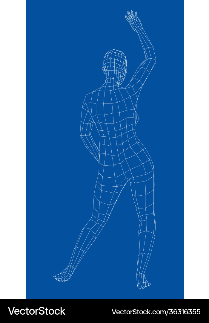 Wireframe ballerina in dance pose Royalty Free Vector Image