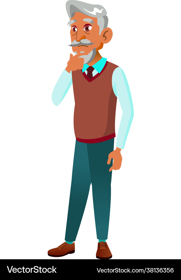 Aged man professor thinking about problem cartoon Vector Image