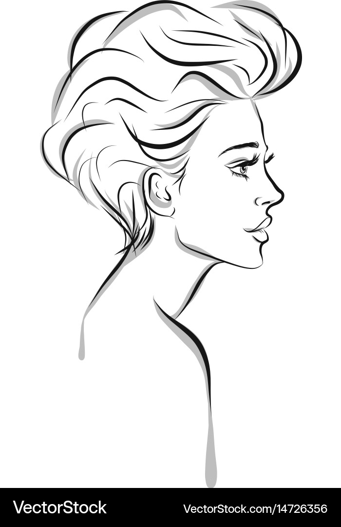Beautiful woman line art Royalty Free Vector Image