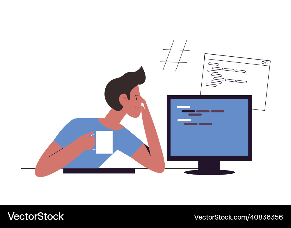 Development software engineer analyzing code Vector Image