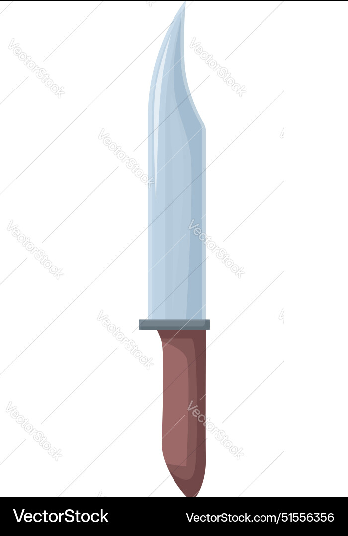 Large sharp hunting knife with wooden handle Vector Image