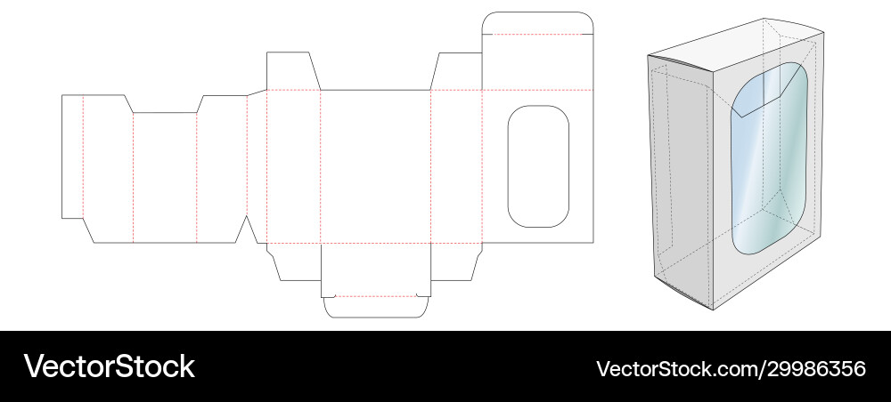 Packaging box with window die cut template Vector Image