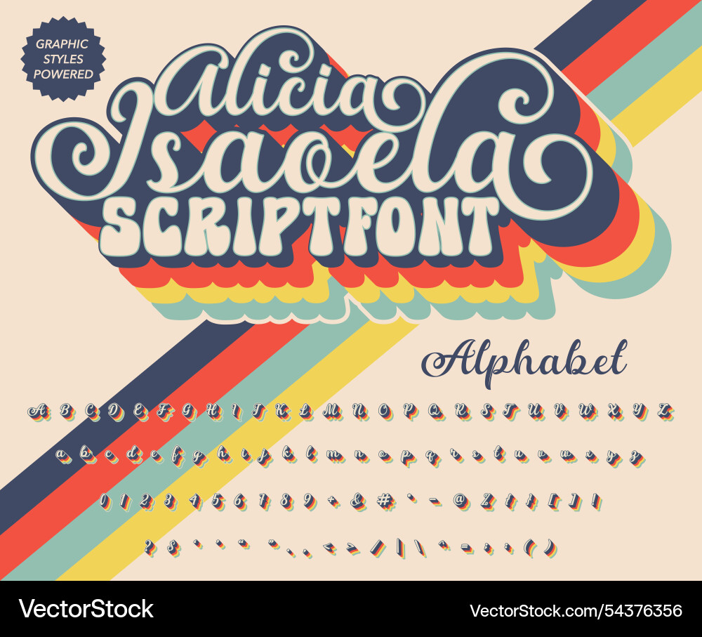Retro vintage display bold font alphabet Vector Image