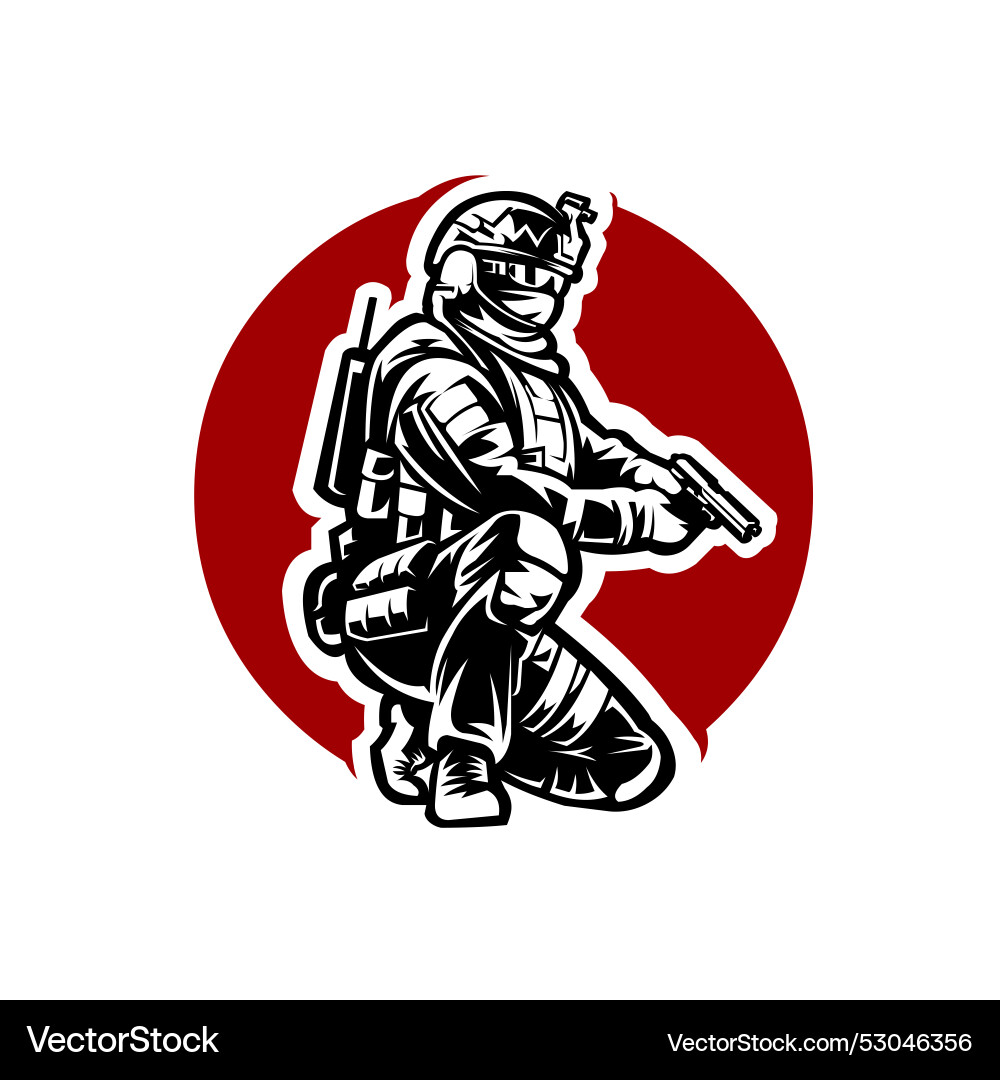 Special ops unit operator soldier kneeling Vector Image