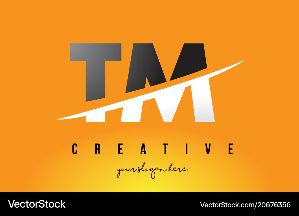 Tm t m letter modern logo design with yellow Vector Image