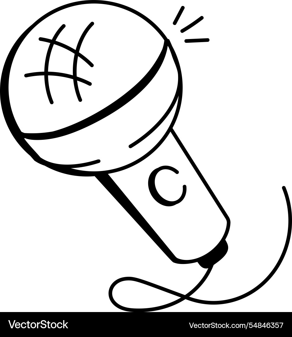 A hand drawn icon of singing mic Royalty Free Vector Image