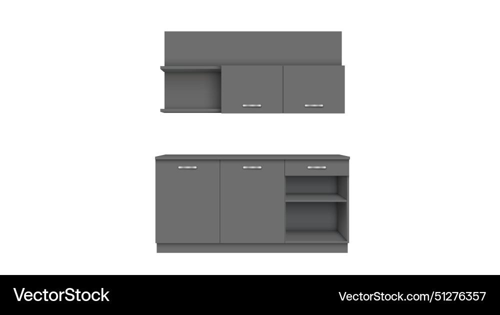 Black kitchen cabinet on the white background Vector Image