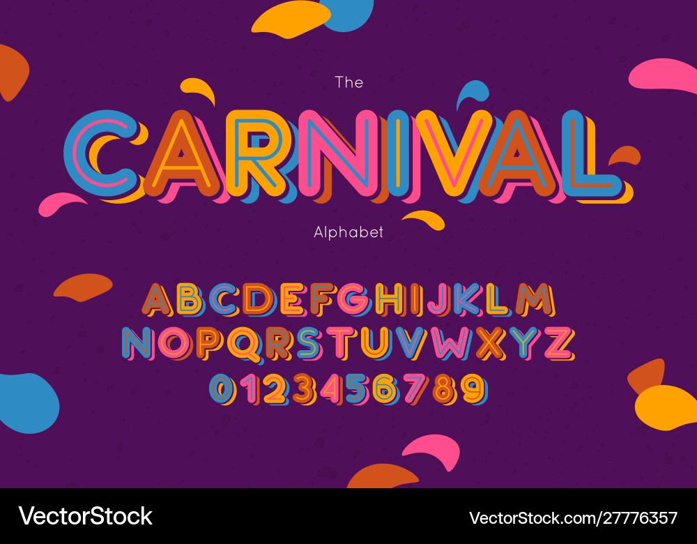 Carnival font and alphabet hand lettering Vector Image