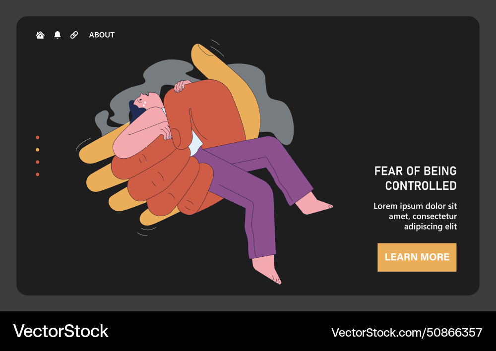 Fear of being controlled web or landing dark Vector Image