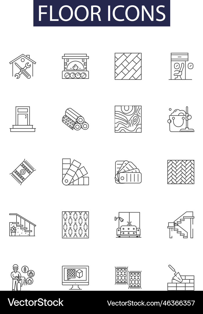 Floor icons line and signs Royalty Free Vector Image