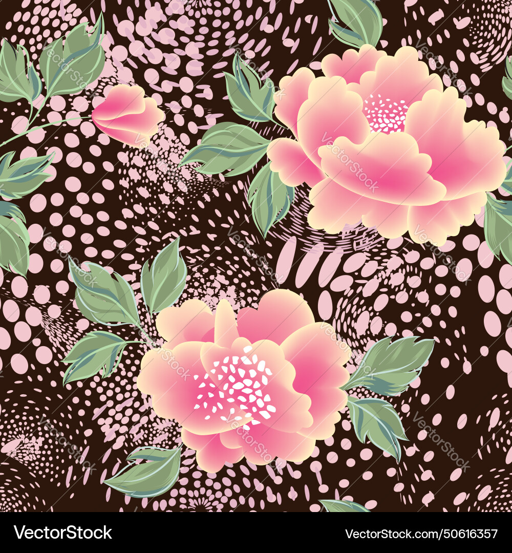 Floral seamless pattern with leaves flowers Vector Image