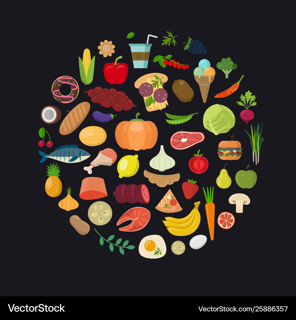 Food circle concept Royalty Free Vector Image - VectorStock