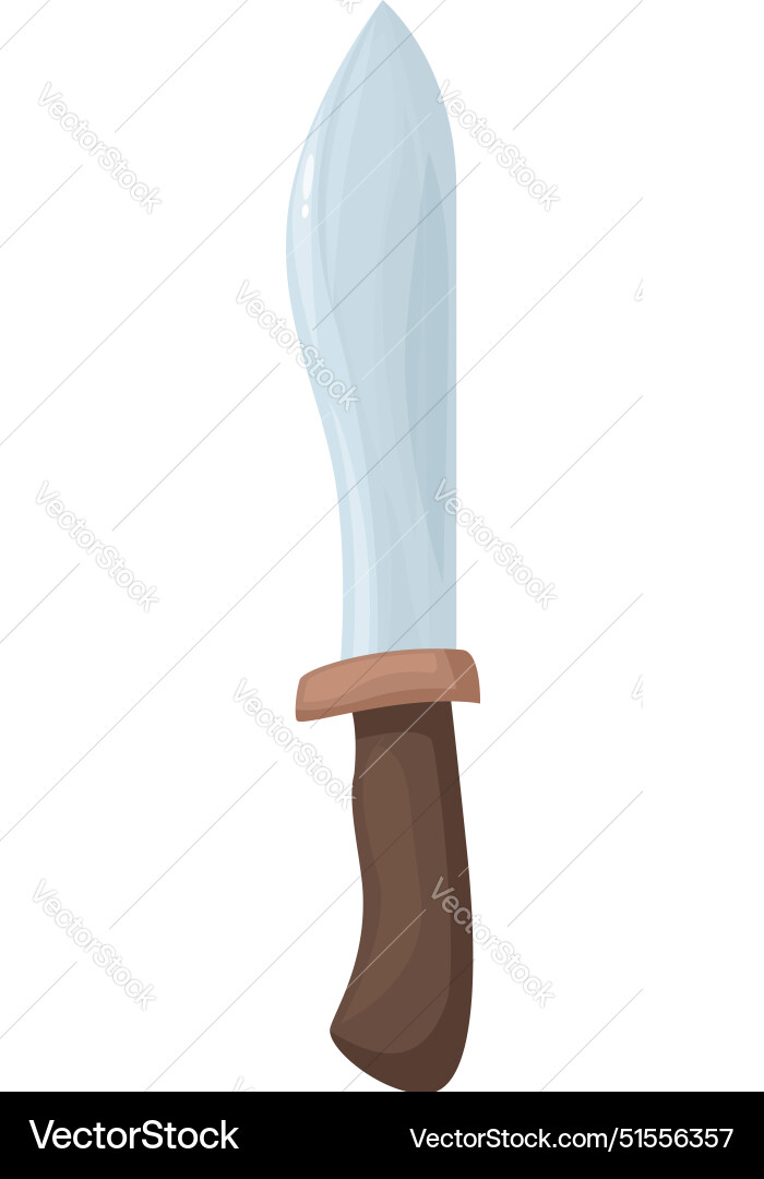 Large sharp hunting knife with wooden handle Vector Image