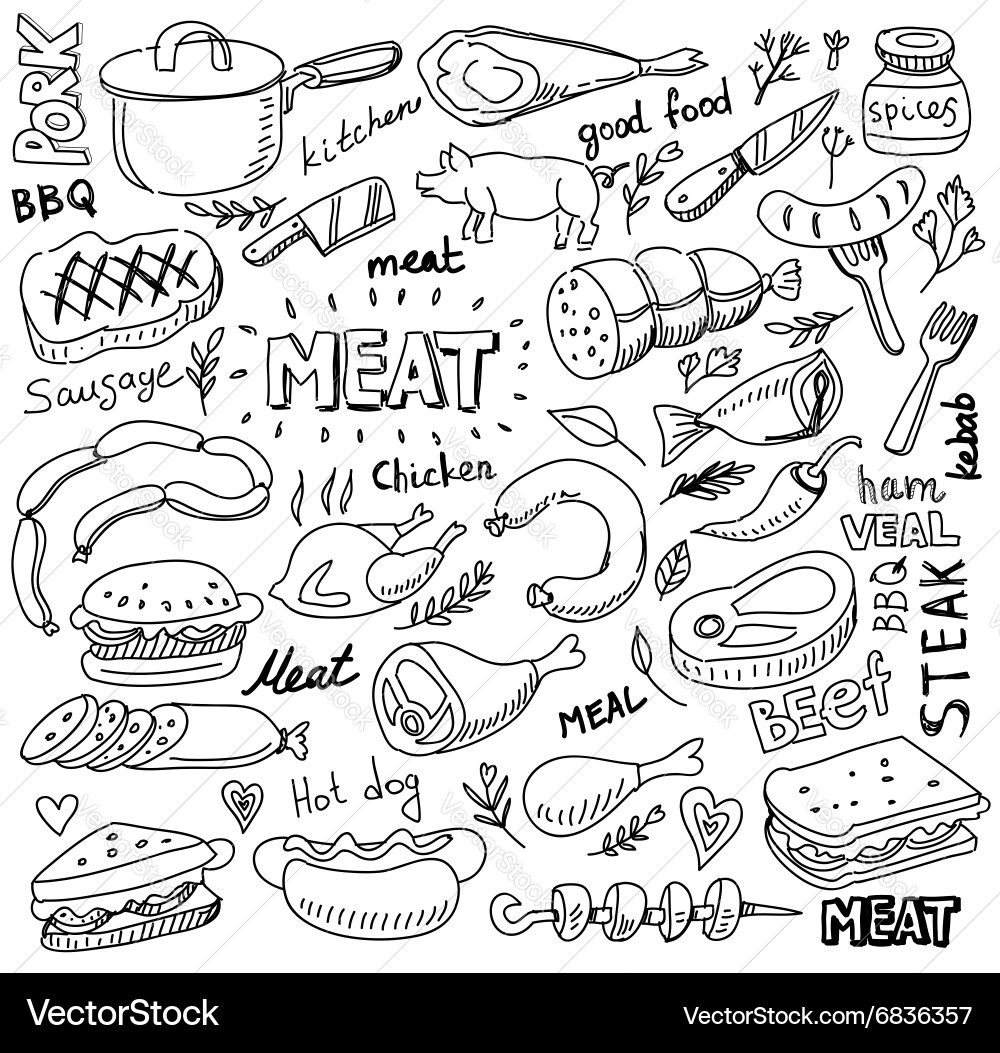 Meat elements set Royalty Free Vector Image - VectorStock