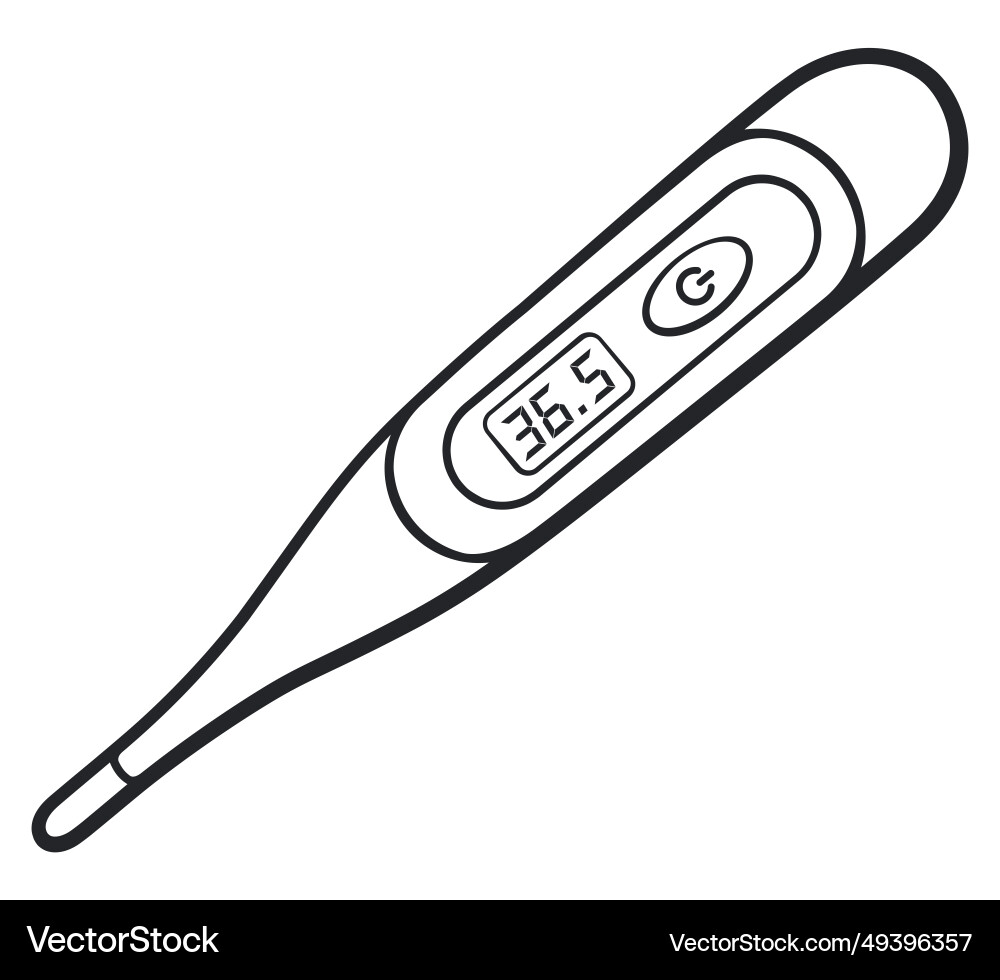 Medical thermometer black contour drawing Vector Image