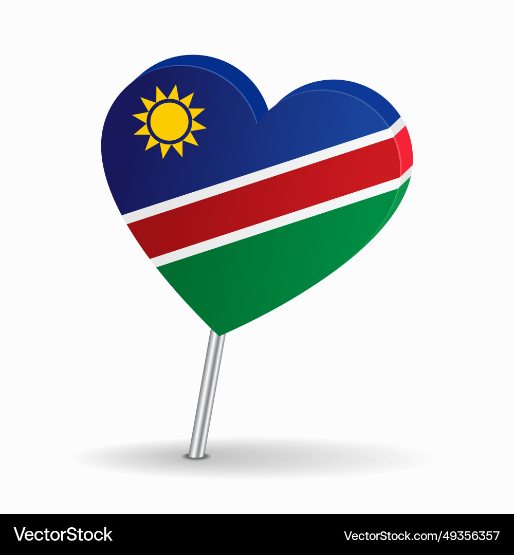 Namibian flag heart-shaped map pointer layout Vector Image Namibian flag heart-shaped map pointer layout Vector Image