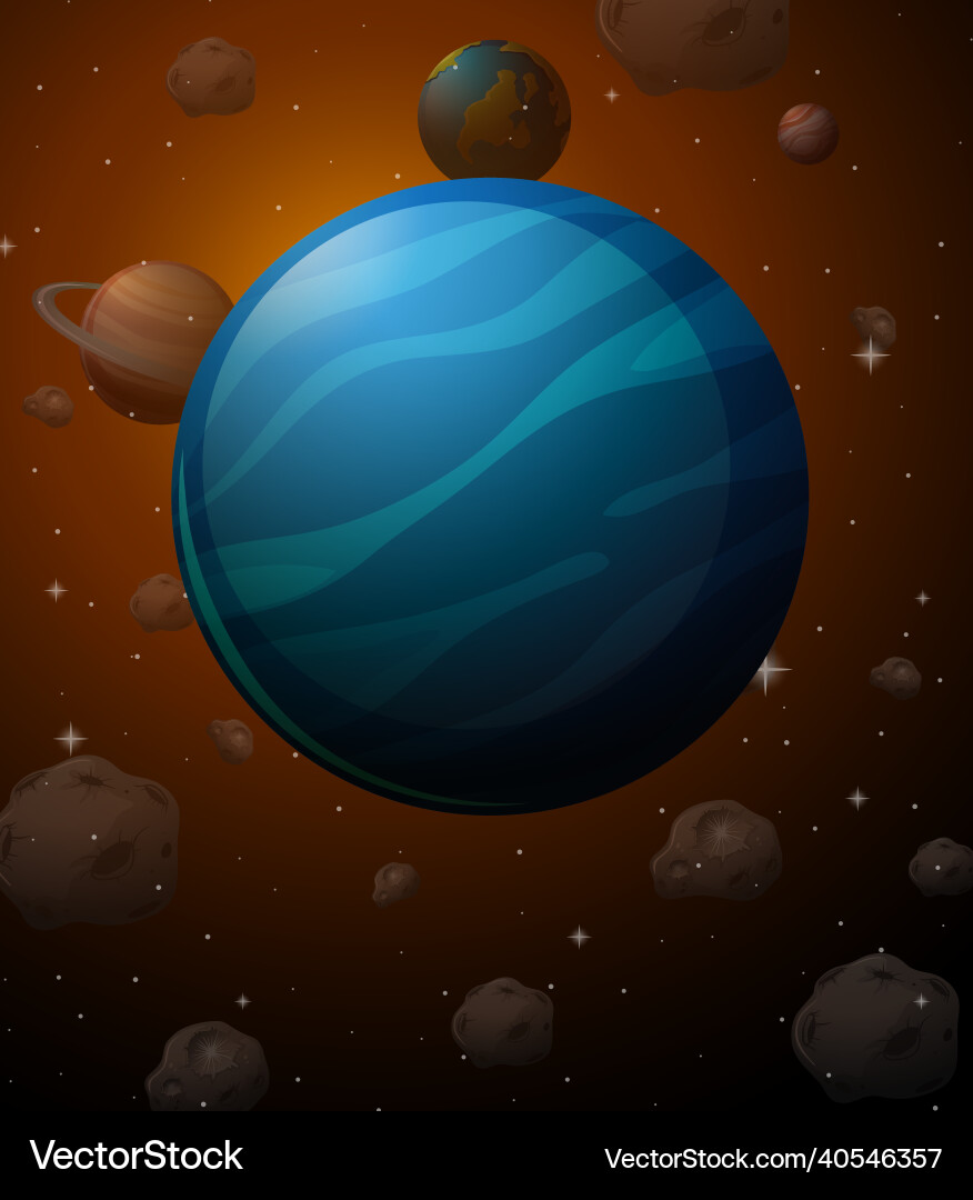 Neptune planet on space background Royalty Free Vector Image