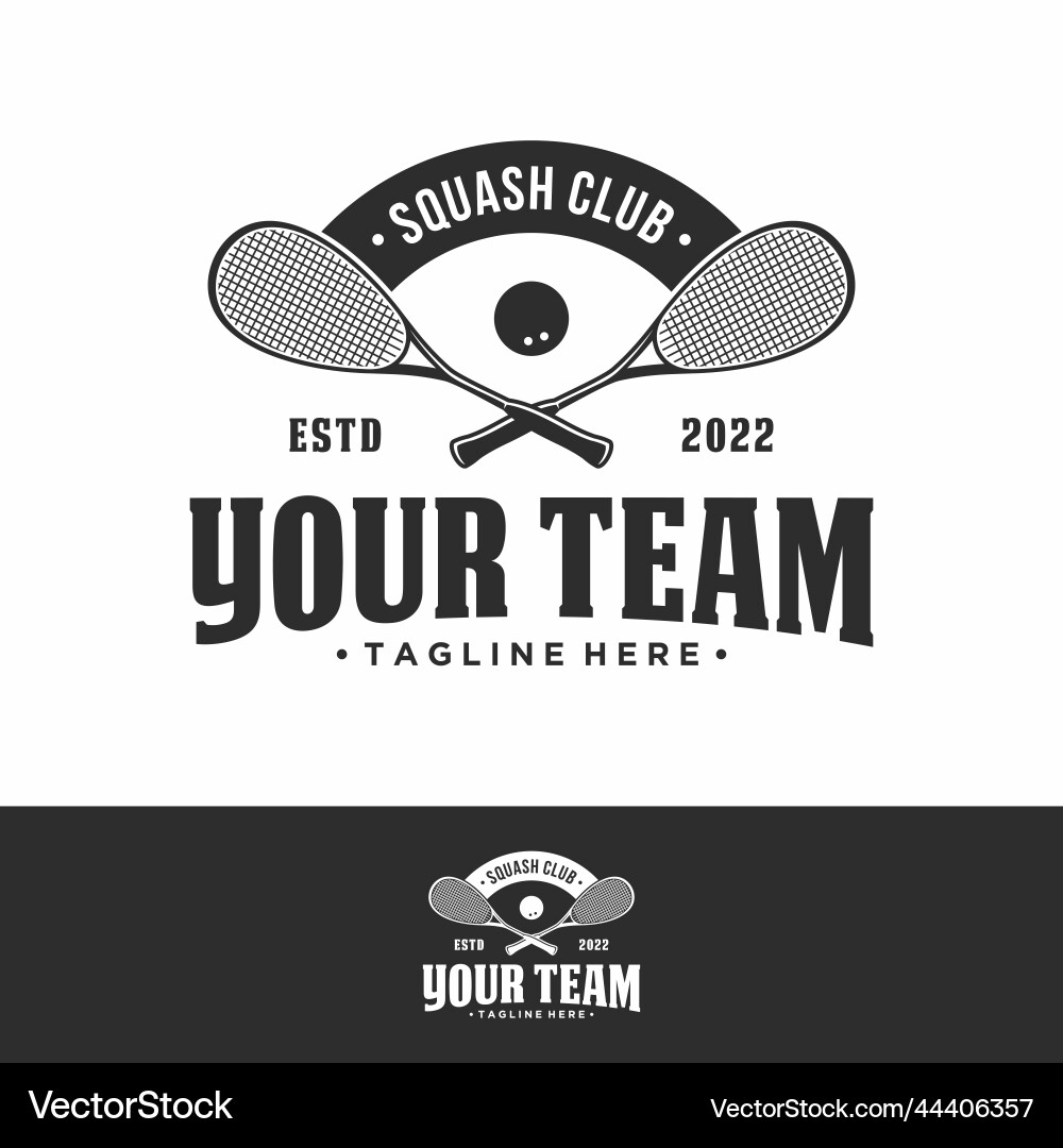 Squash sports emblem logo template design Vector Image