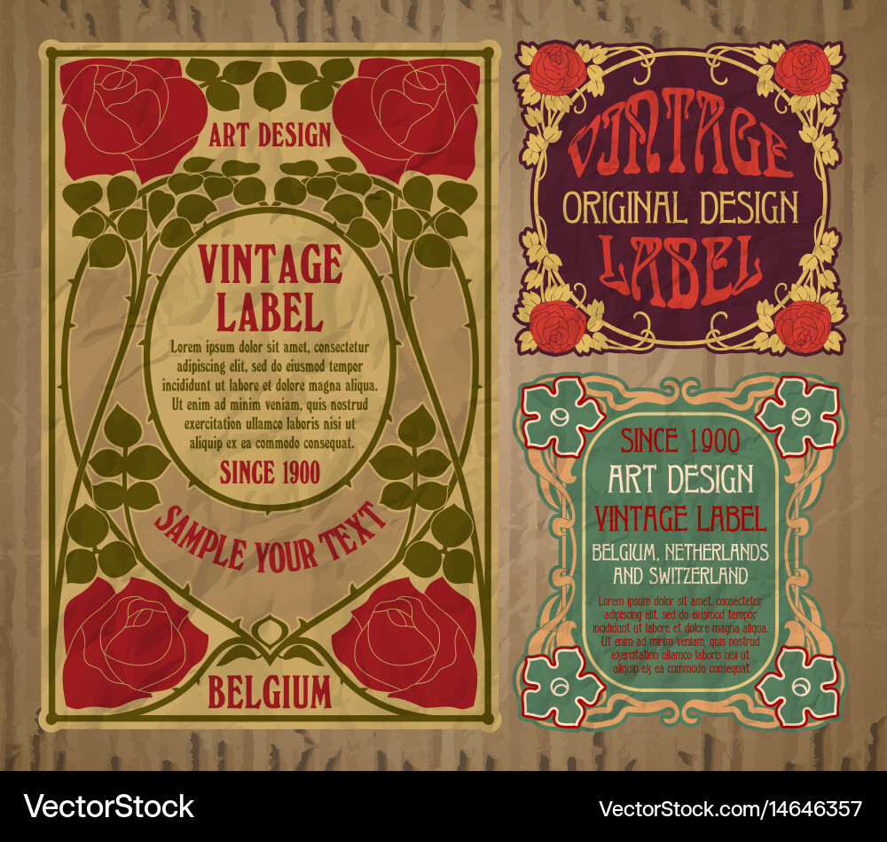 Vintage items - label art nouveau Royalty Free Vector Image