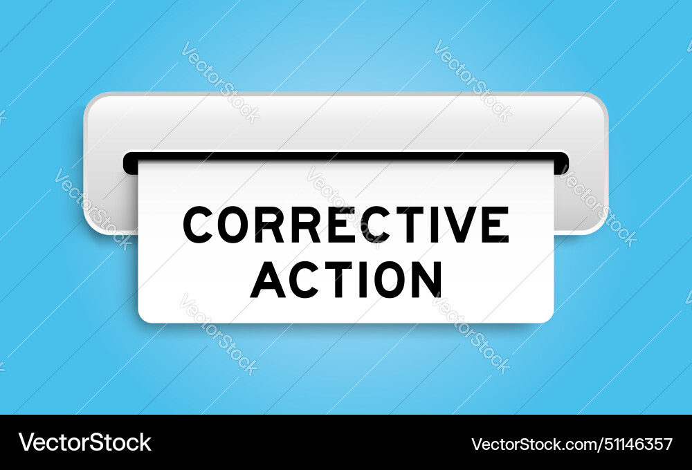 White coupon banner with word corrective action Vector Image