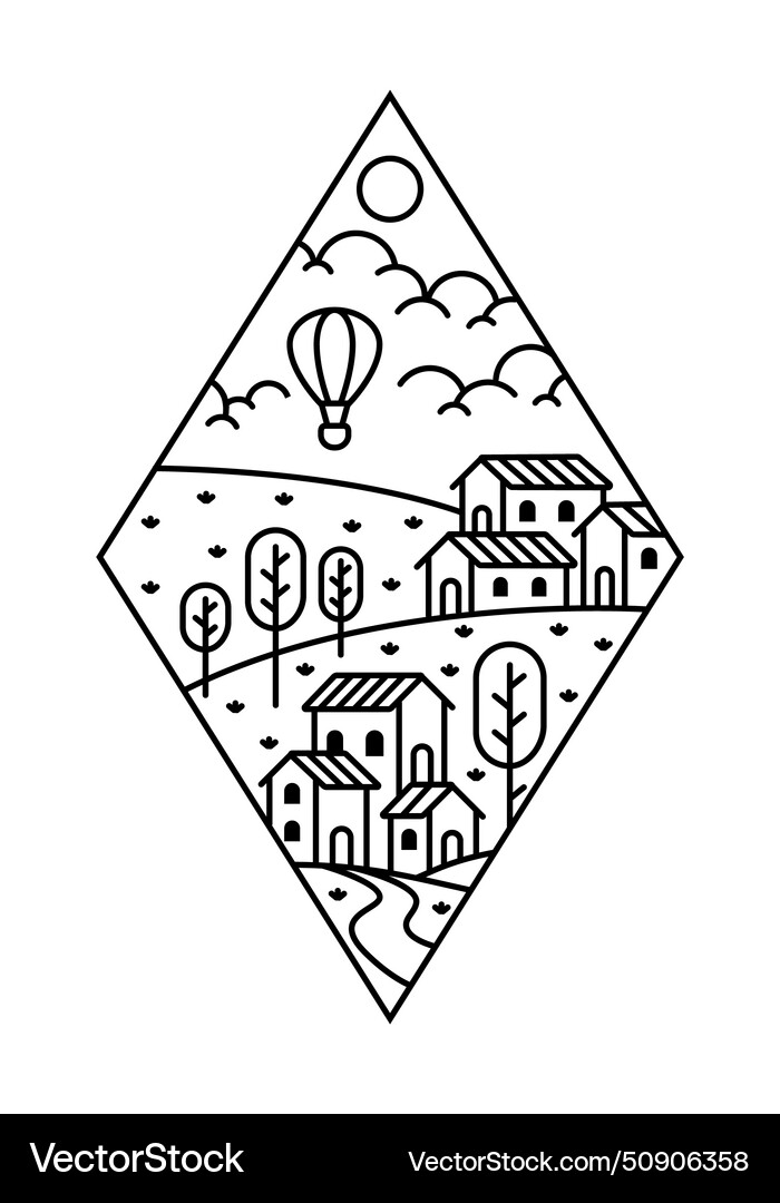 Beautiful nature line art Royalty Free Vector Image